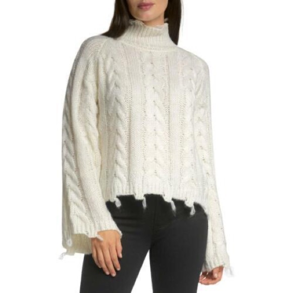 Elan | Sweaters | Elan Cream Metallic Gold Cable Knit Sweater With ...